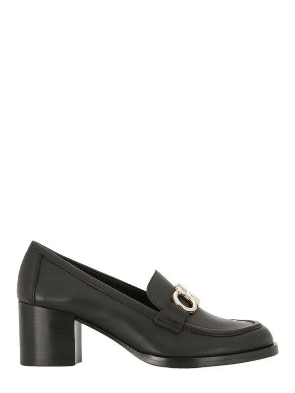 FERRAGAMO Gancini Buckle Chunky Heel Loafers - Black