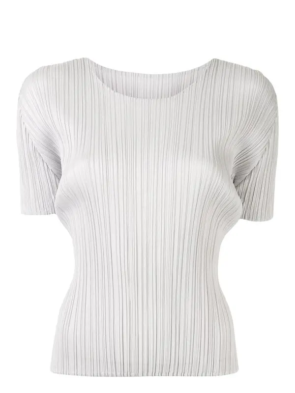 Issey Miyake Round Neck Short Sleeve Top - Grey