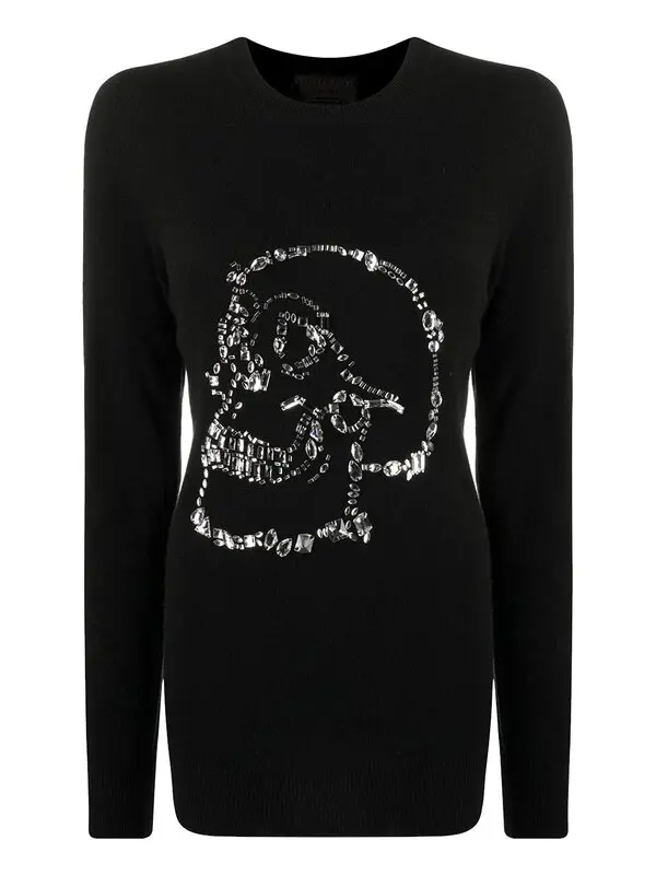 Philipp Plein Embellished Skull Jumper - Black