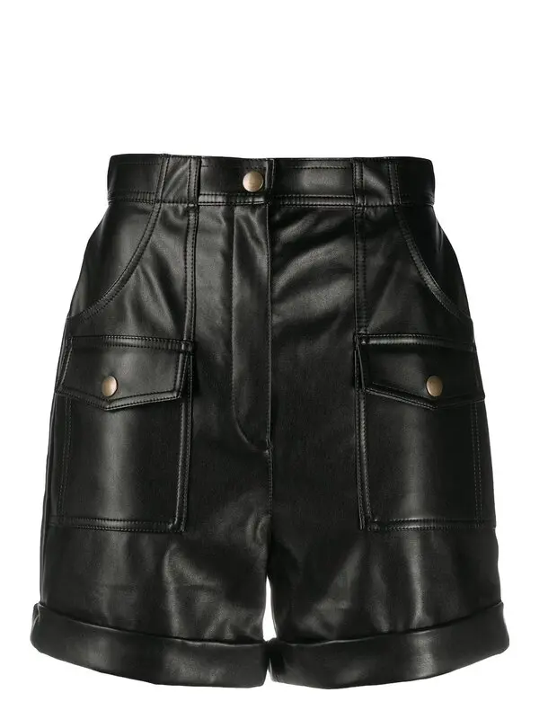 Philosophy Di Lorenzo Serafini High-rise Faux Leather Utility Shorts - Black