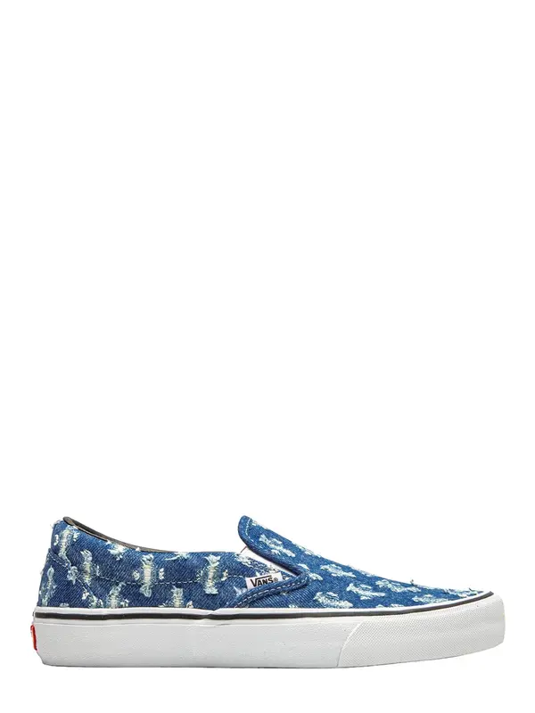 VANS X Supreme Slip-on Pro Hole Punch Denim Sneakers - Blue