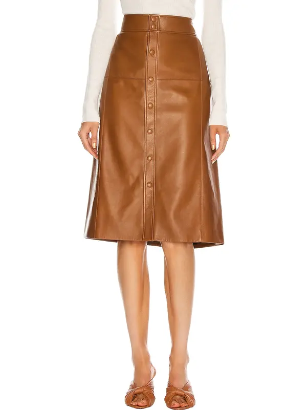 Saint Laurent High Waisted Leather Skirt - Marron Glace