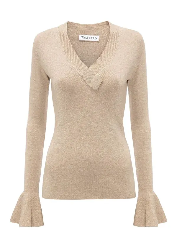 JW Anderson Flared-cuff Wool Jumper - Neutrals