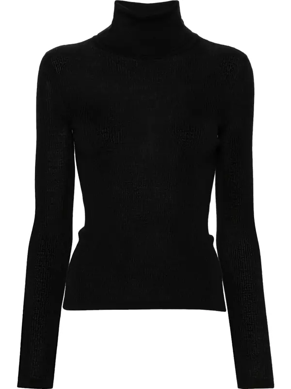 Saint Laurent Fine-ribbed Sweater - Black