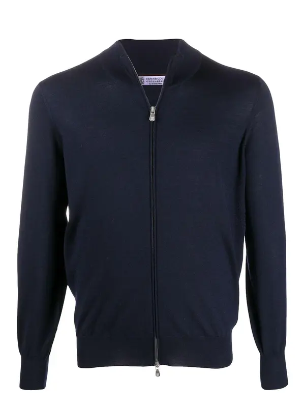 Brunello Cucinelli High-neck Zip-through Sweater - Blue