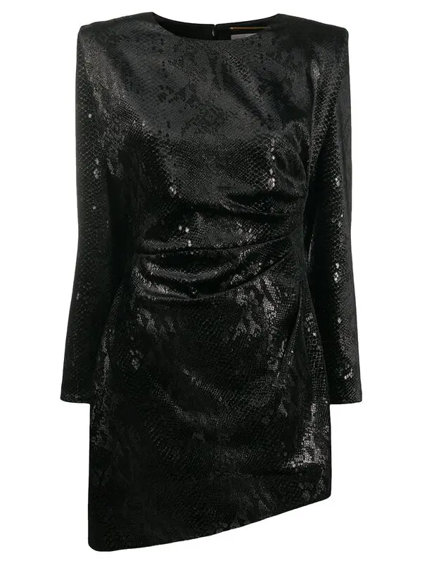 Saint Laurent Silk Snakeskin-effect Mini Dress - Black