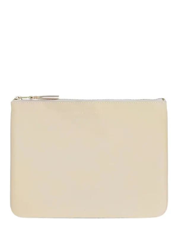Comme Des Garçons Logo-print Leather Pouch - Neutrals
