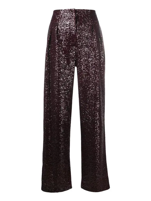 IN THE MOOD FOR LOVE Sequinned High-waist Trousers - Red