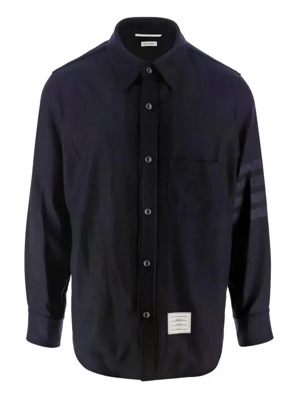 Thom Browne Flannel Tonal 4-bar Shirt Jacket - Blue