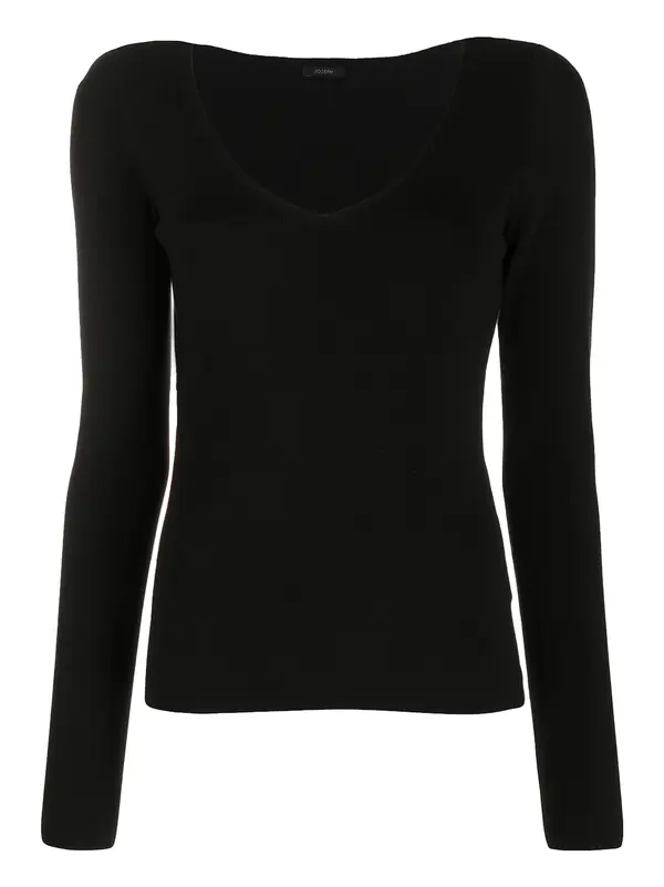 JOSEPH V-neck Long-sleeve Top - Black