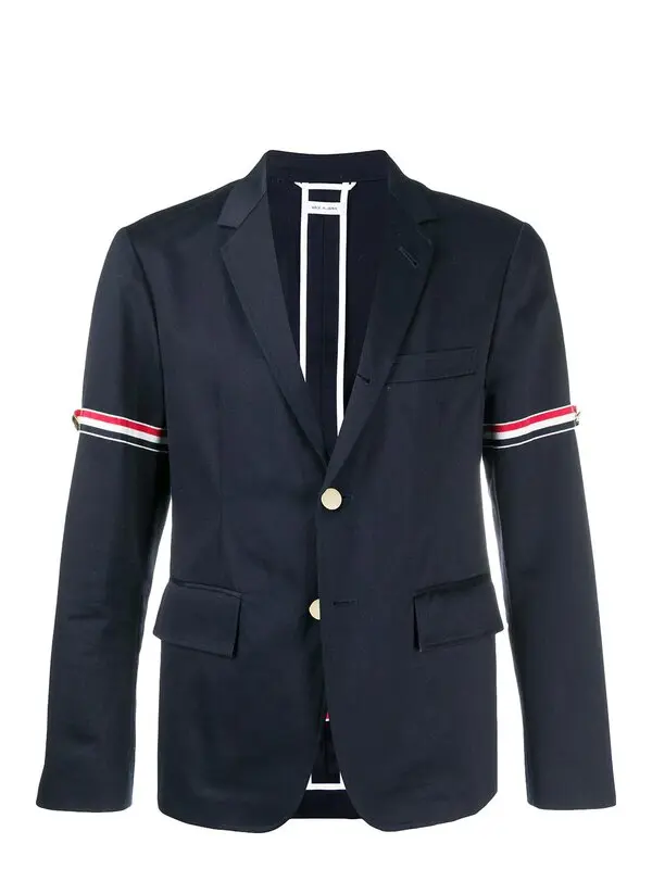 Thom Browne Unconstructed Grosgrain Armband Sport Coat - Blue