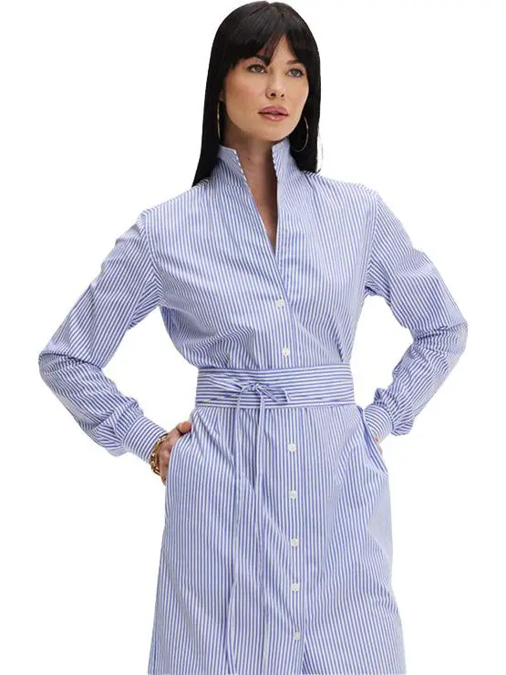 SARAH ALEXANDRA Striped Shirt Dress - Blue