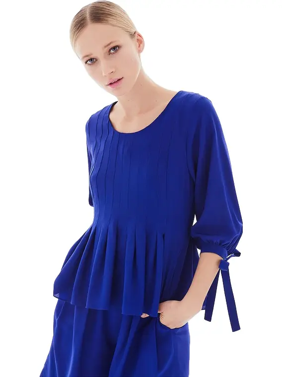 Novis The Anson Pleated Blouse - Blue