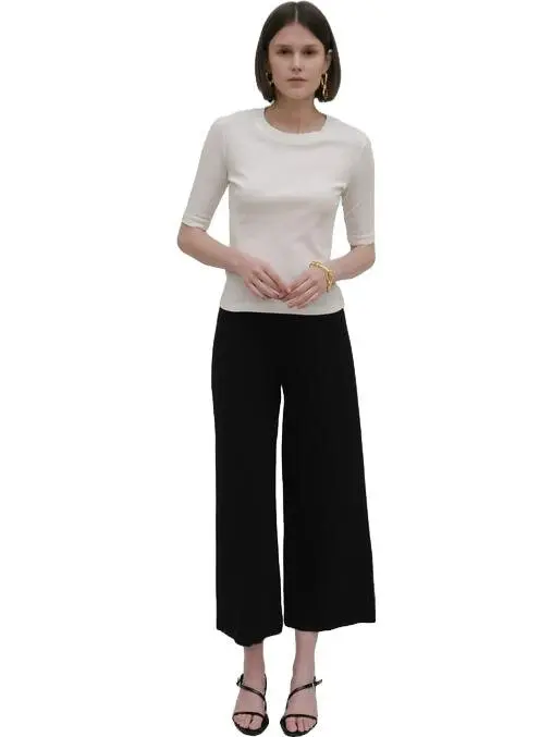 Rosetta Getty Pull On Cropped Straight Pant - Black