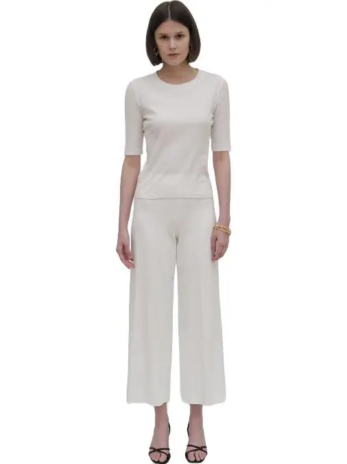 Rosetta Getty Pull On Cropped Straight Pant - White