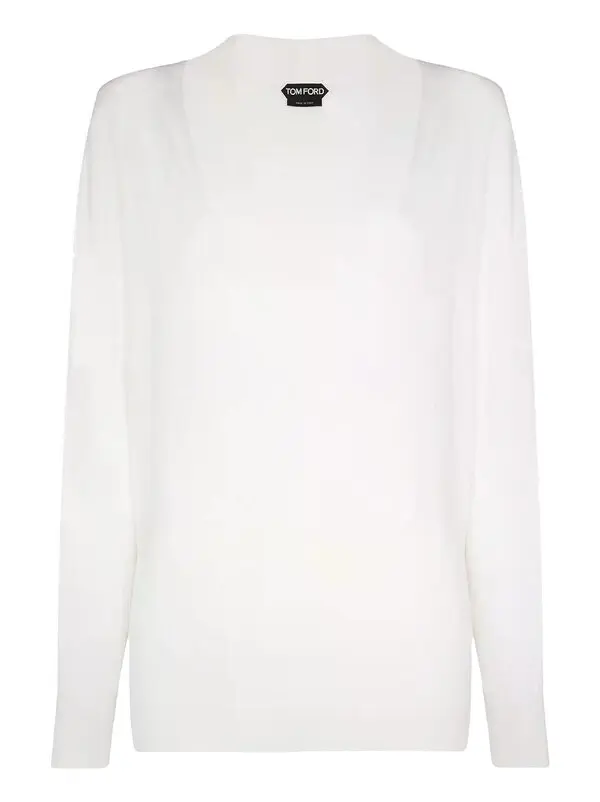 TOM FORD V-neck Long-sleeved Sweater - White