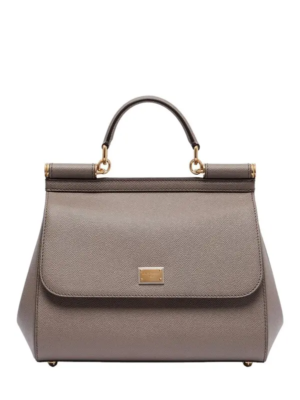 Dolce & Gabbana Sicily Leather Shoulder Bag - Grey