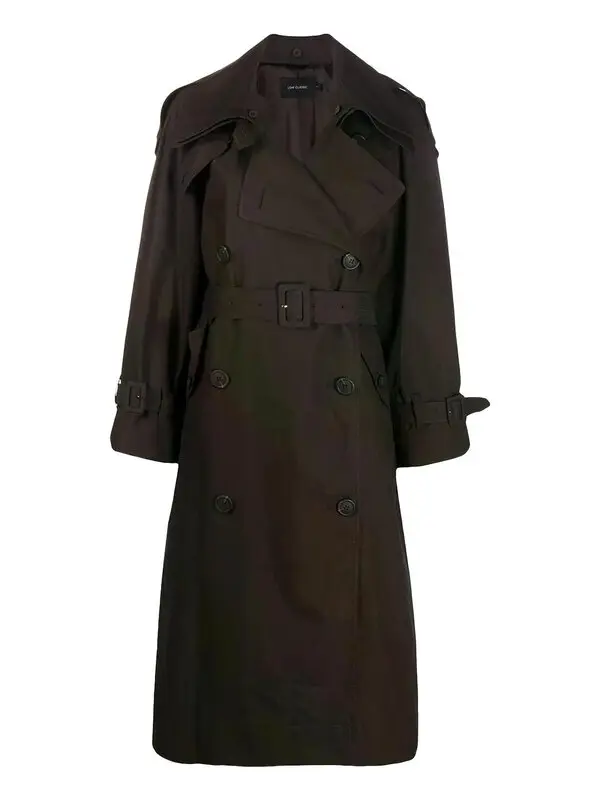LOW CLASSIC Belted Double-breasted Trench Coat - Brown