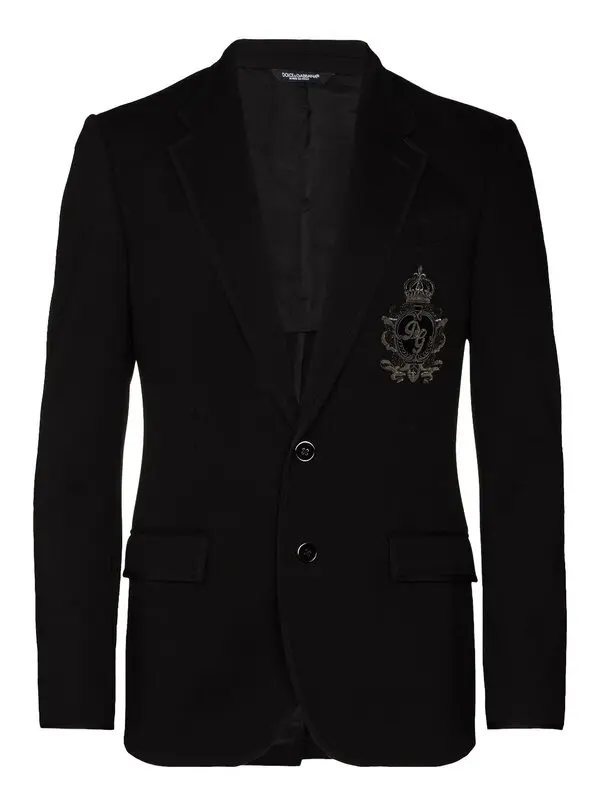 Dolce & Gabbana Logo Patch Jersey Blazer - Blue