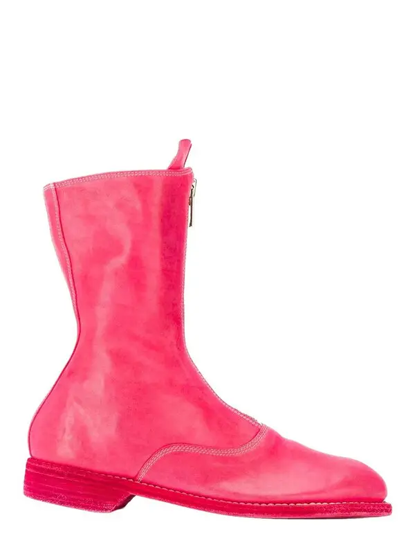Guidi Zip-front Leather Boots - Pink