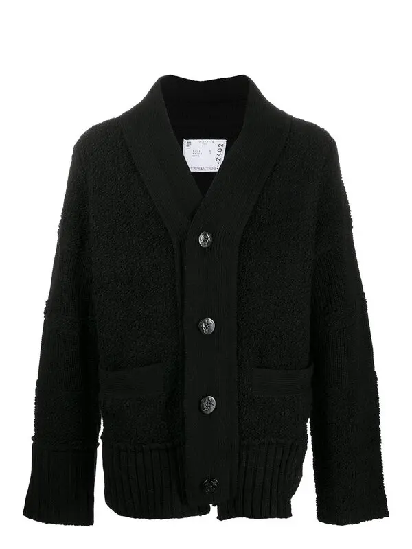 Sacai Button-down Wool Blend Cardigan - Black
