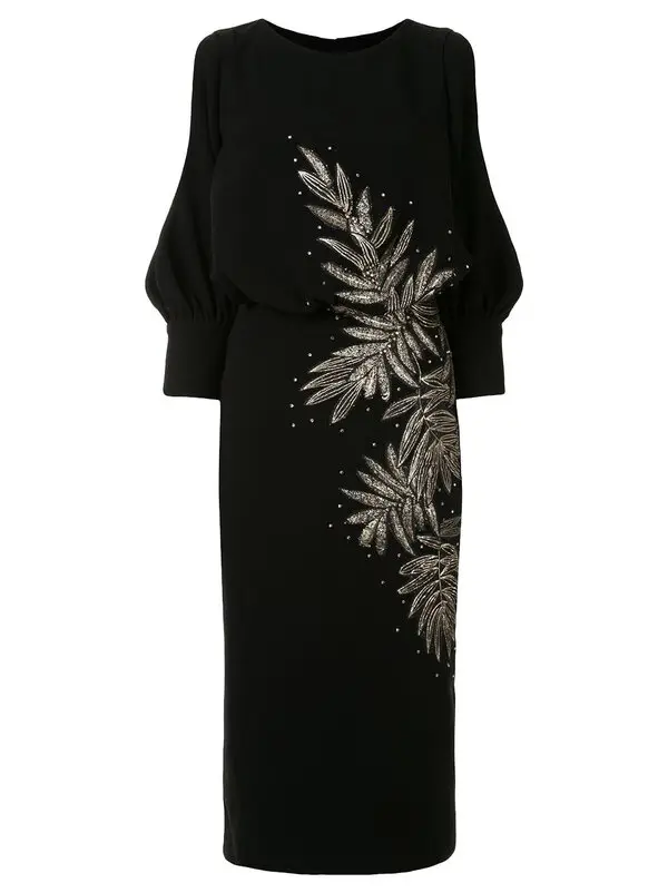 SAIID KOBEISY Open-shoulder Embroidered Dress - Black