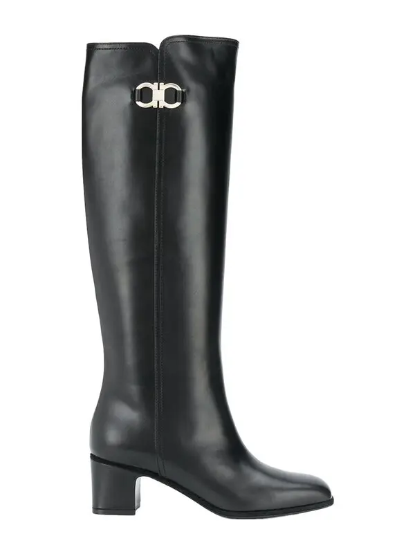 FERRAGAMO Gancini Knee-high Boots - Black