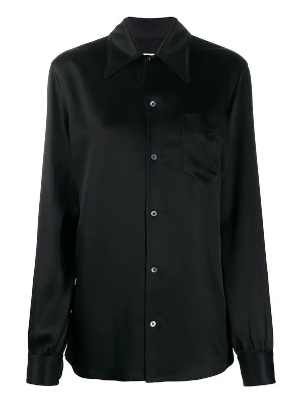 MAISON MARGIELA Satin Long-sleeve Shirt - Black