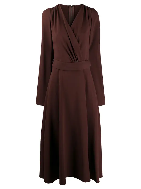 Dolce & Gabbana Belted Longuette Dress - Brown