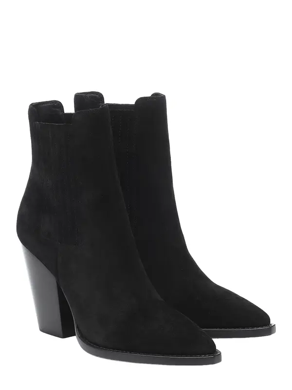 Saint Laurent Theo 95 Suede Ankle Boots - Black