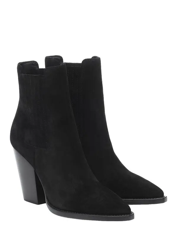 Saint Laurent Theo 95 Suede Ankle Boots - Onyx