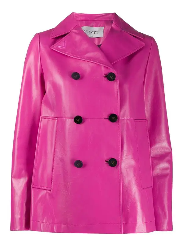 Valentino Garavani Double-breasted Leather Jacket - Pink