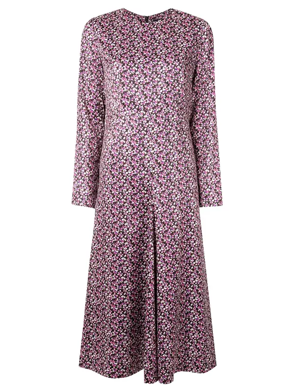 Goen.j Floral-print Flared Midi Dress - Pink