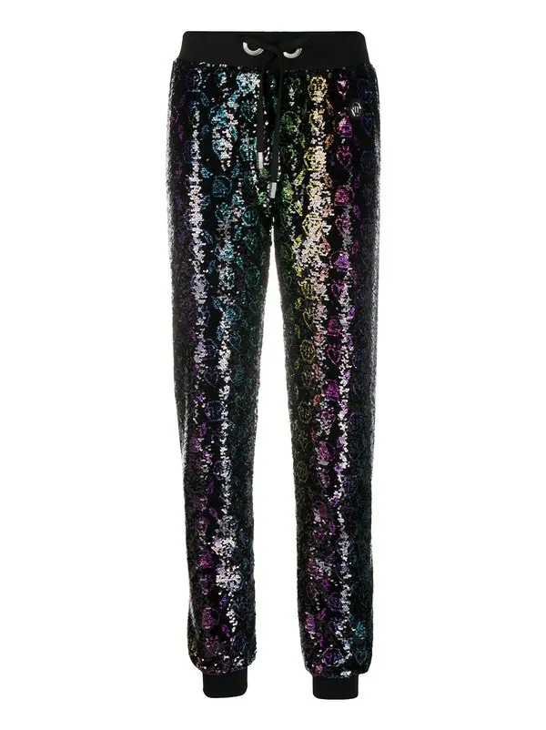 Philipp Plein Monogram Sequin Trousers - Black
