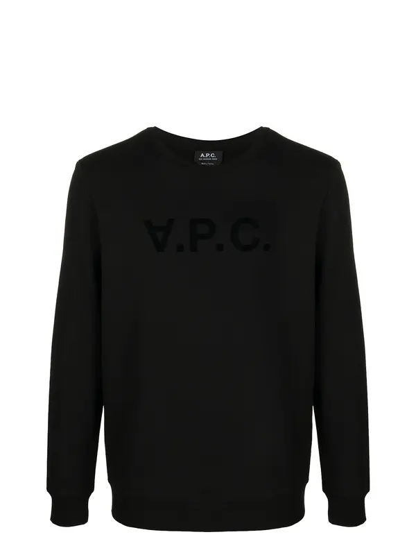 A.p.c. Logo-print Crew Neck Sweatshirt - Black