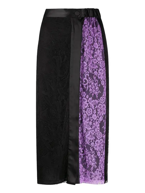 Emilio Pucci X Koché Side Panel Lace Midi Skirt - Black