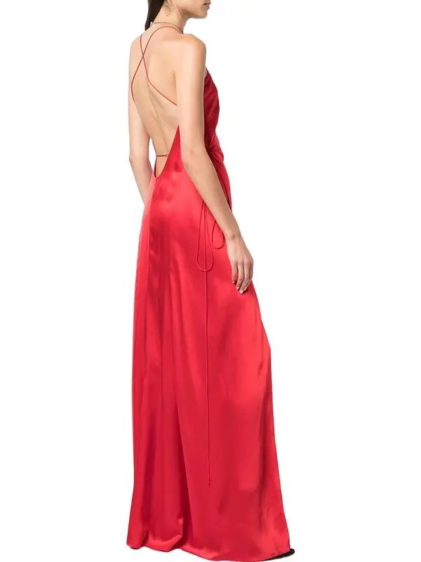 Michelle Mason Strappy Wrap Gown - Red