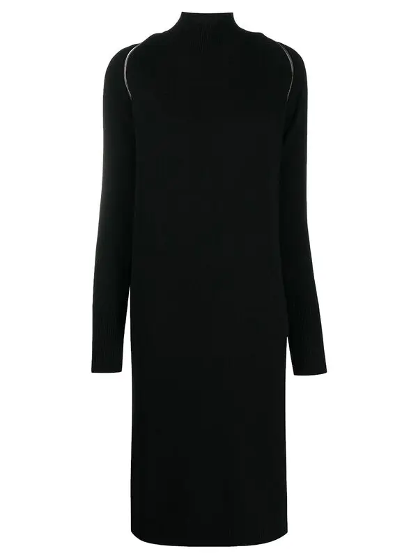 DIESEL® Wool Knit Dress With Zip Detail - Black