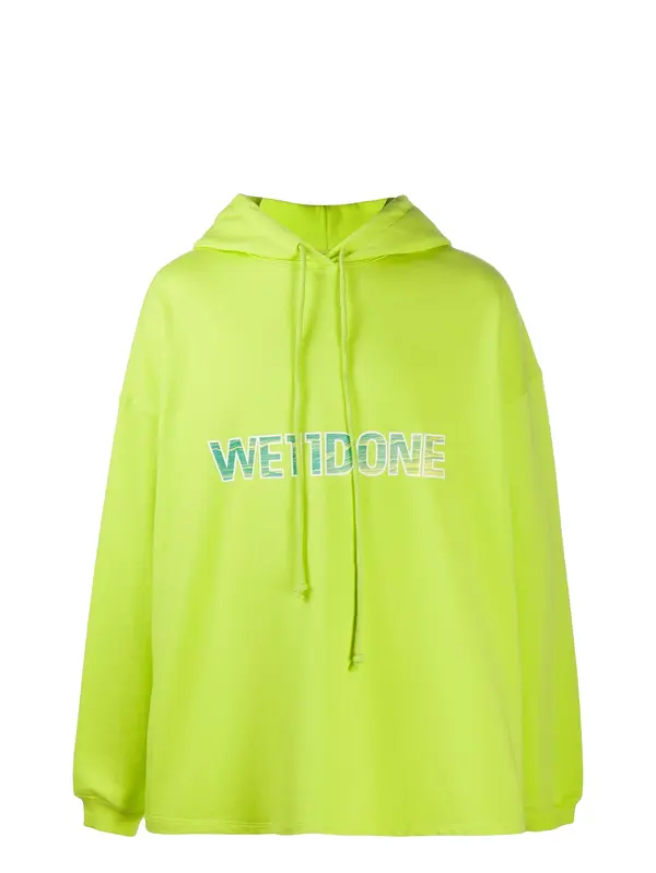We11Done Logo Print Hoodie - Green