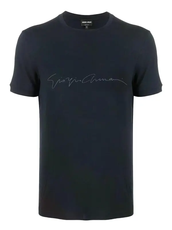 Giorgio Armani Crewneck Signature T-shirt - Black
