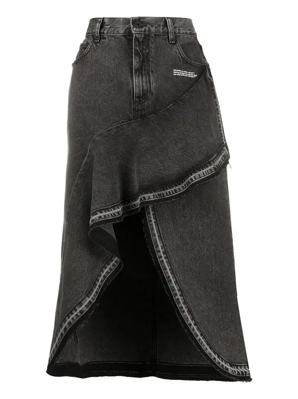 Off-White Asymmetrical Denim Skirt - Grey
