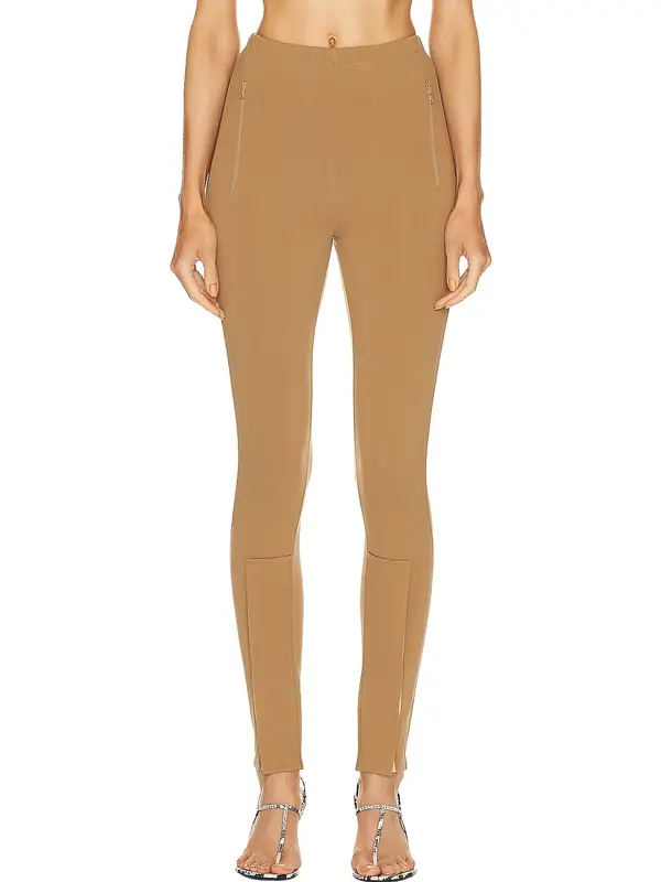 Wardrobe.NYC Front Zip Legging - Tan