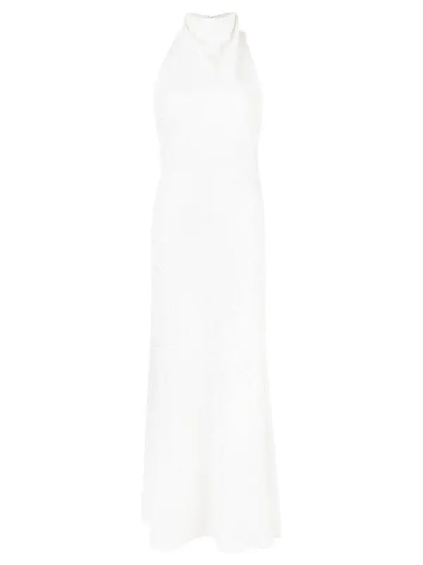 ELLERY Textured Sequin Halterneck Dress - White