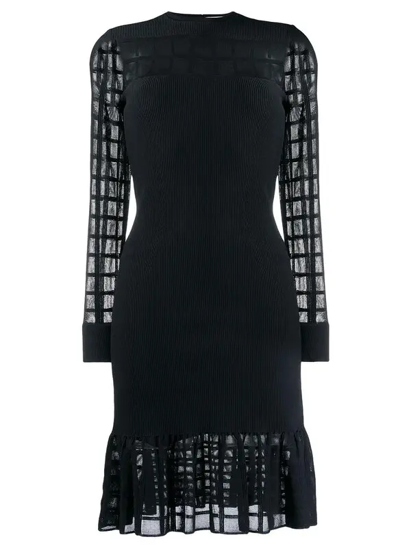 Alexander McQueen Ottoman Knit Mini Dress - Black