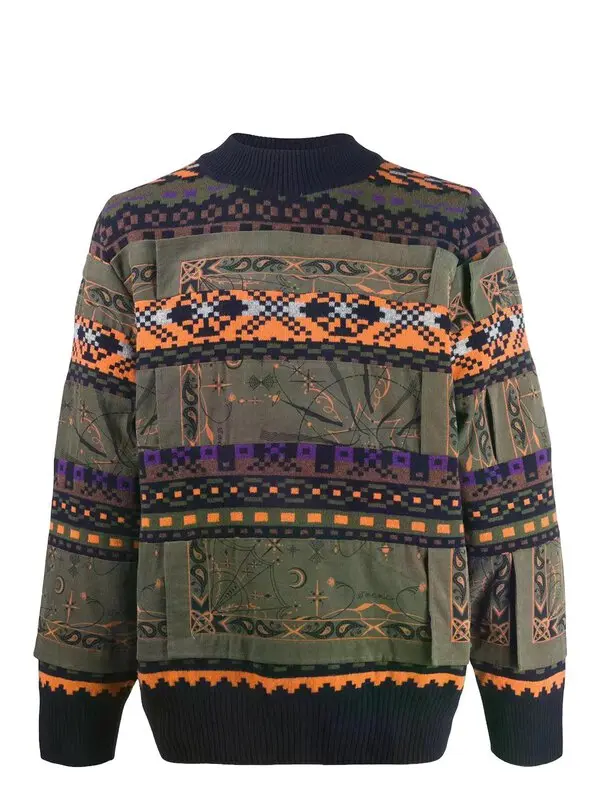 Sacai Patterned Jumper - Green