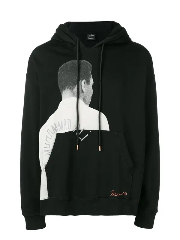 COUNTY OF MILAN Marcelo Burlon X Muhammad Ali Print Hoodie - Black