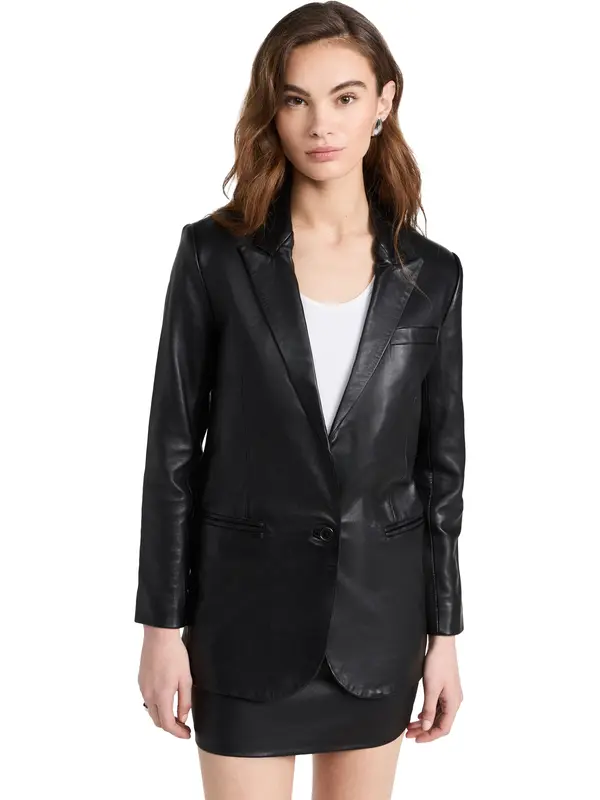 Sprwmn Leather Blazer - Black