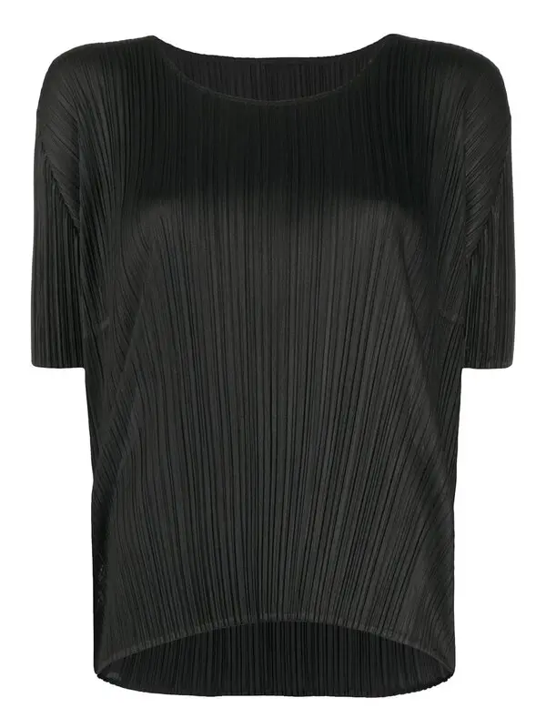 Issey Miyake Short Sleeve Pleated Top - Black
