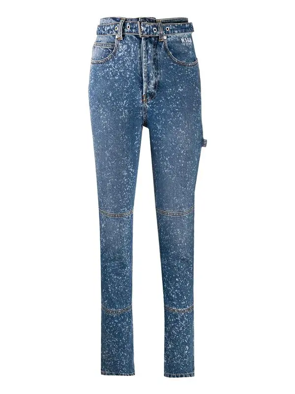 MSGM Paint-splatter Denim Jeans - Blue
