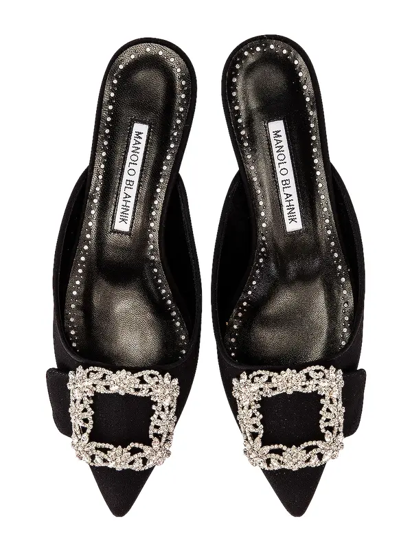 Manolo Blahnik Maysale 10 Jewel Mules - Black
